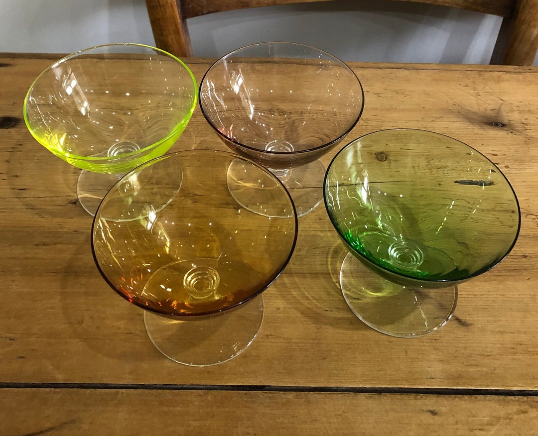 Stunning Set of Four Coloured Glass Sundae Dessert Dishes - Etsy