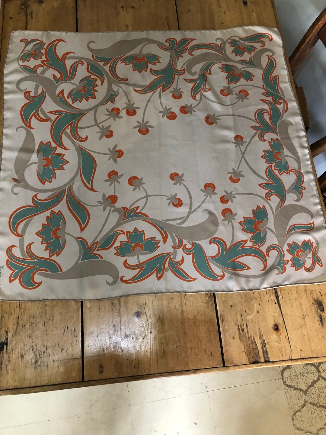 Vintage Jacqmar Floral Silk Scarf - Etsy