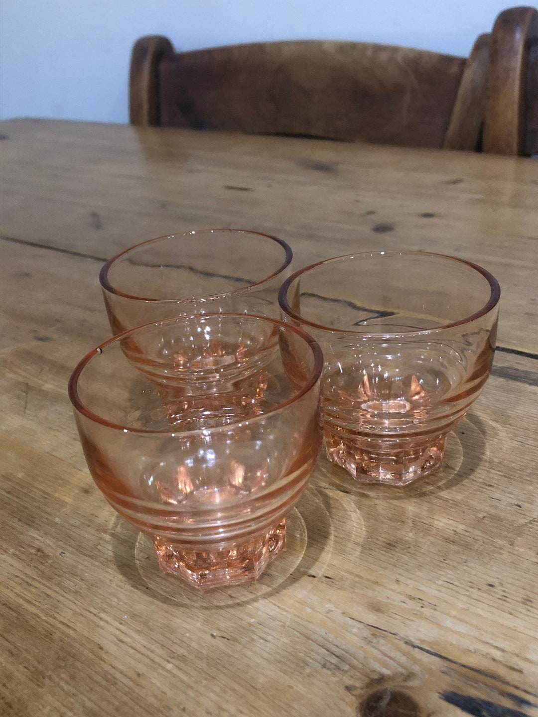 Set of Three Salmon Pink French Liqueur Glasses - Etsy