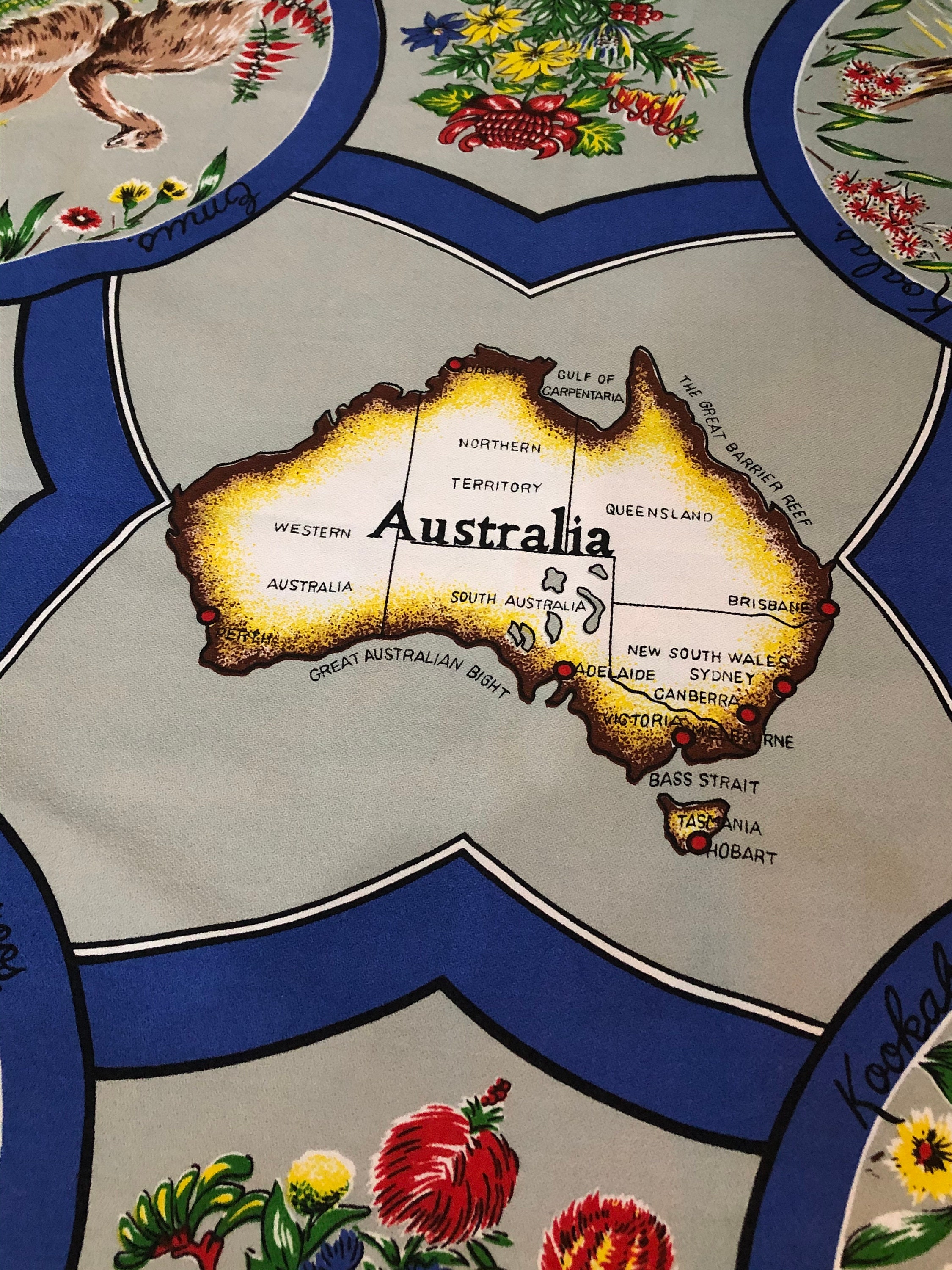 Vintage Australian Souvenir Tablecloth | Etsy