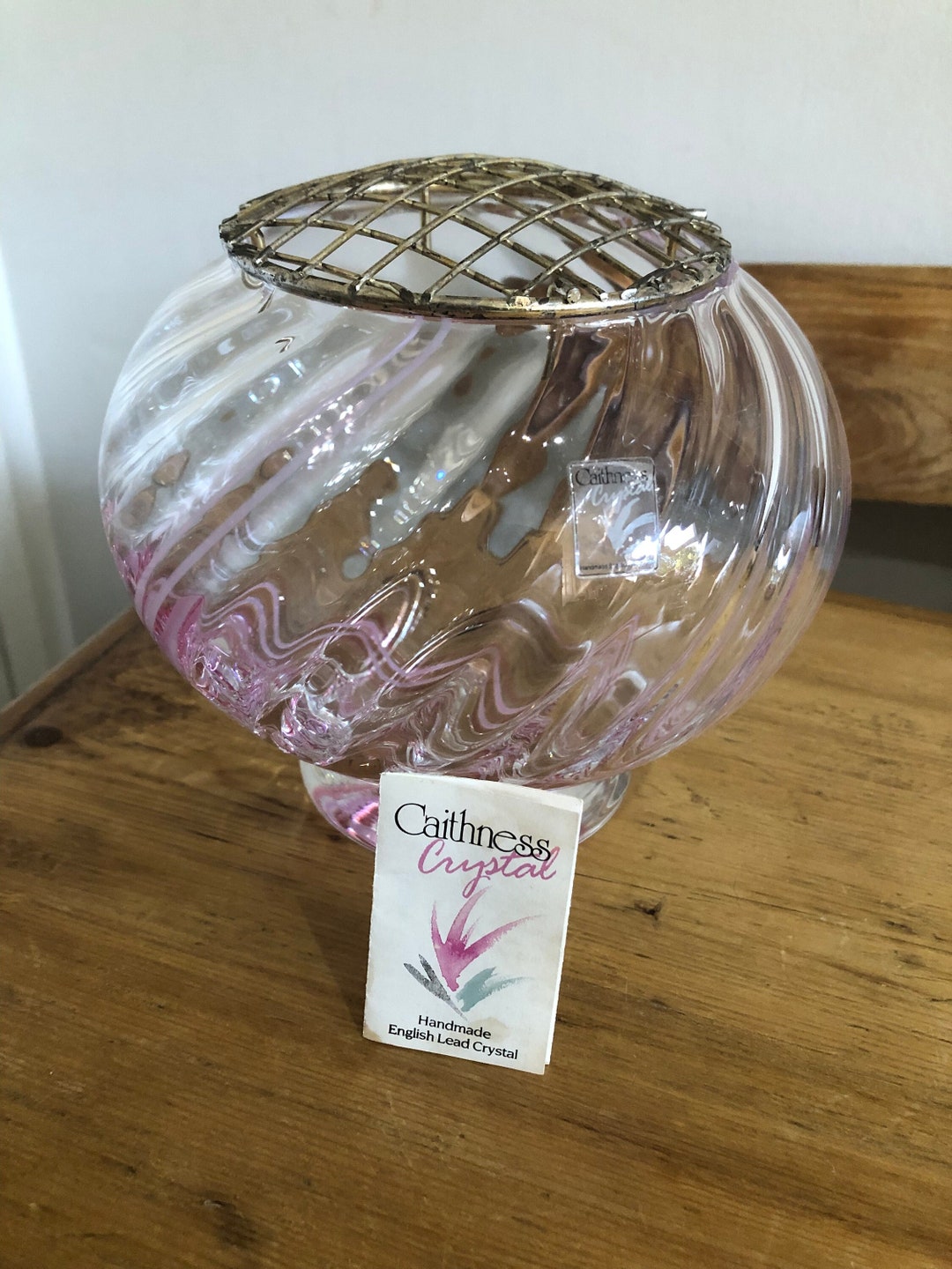 Caithness Crystal Pink Swirl Glass Large Rose Bowl - Etsy