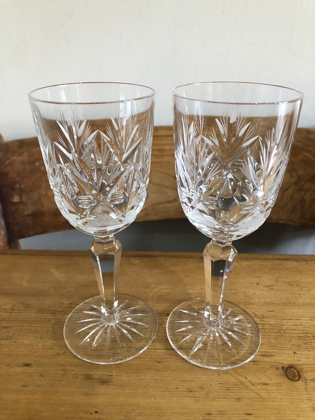 Pair of Lead Crystal Cut Glass Sherry Glasses - Etsy