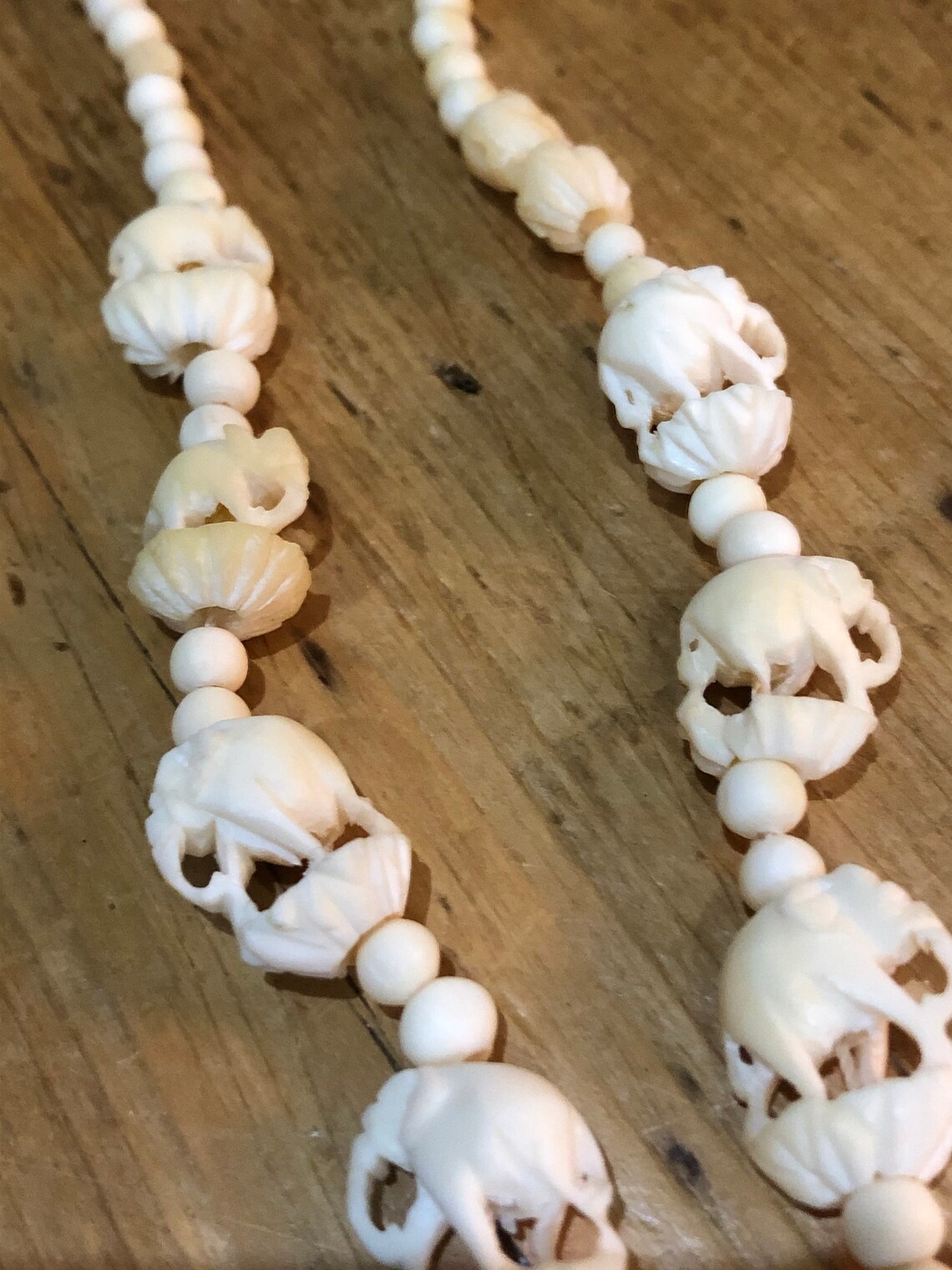 Vintage Carved Bone Elephant Necklace - Etsy UK