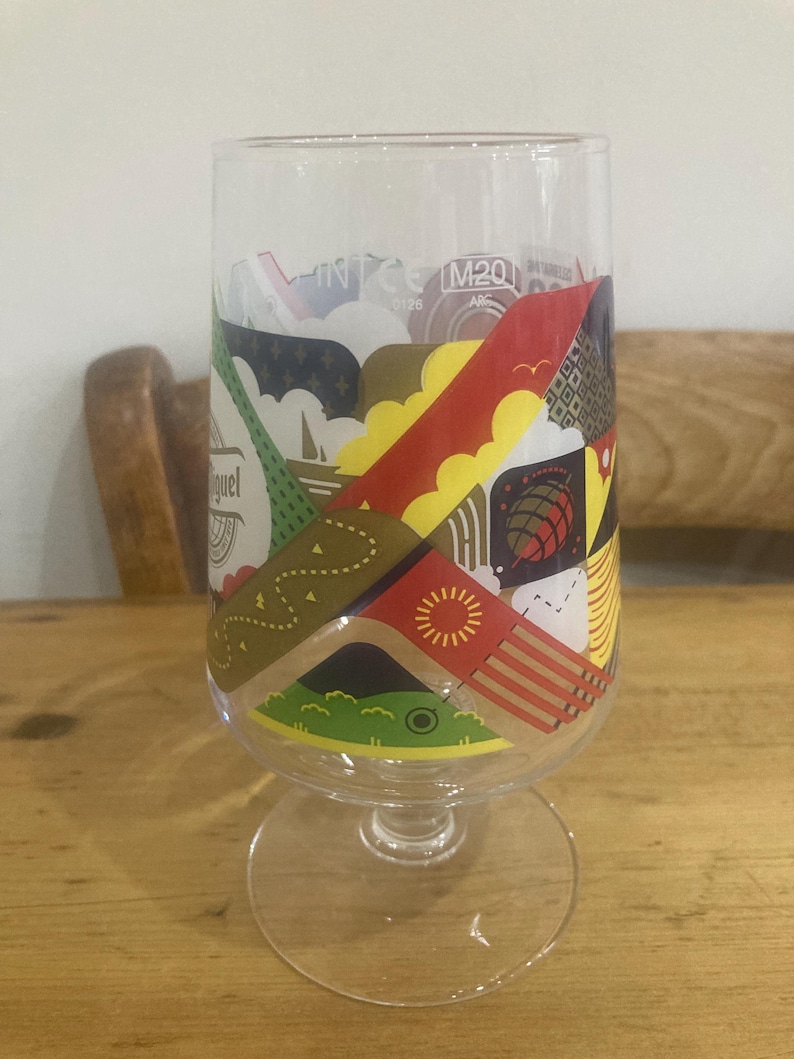 San Miguel 130 Year Anniversary Spanish Beer Glass, Stemmed Pint Glass ...
