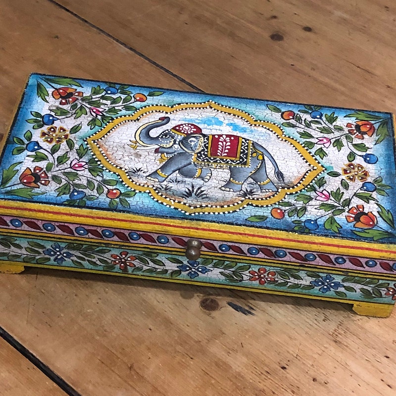 Painted Wooden Box - Etsy