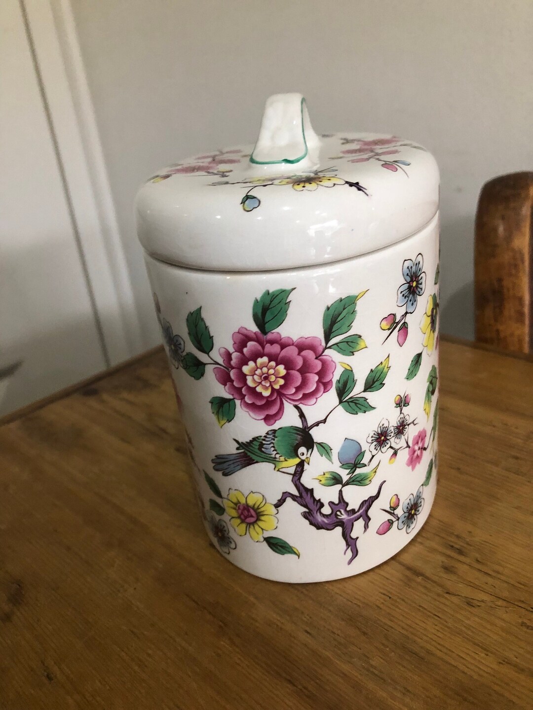 James Kent Old Foley Chinese Rose Oval Lidded Storage Jar / Pot - Etsy