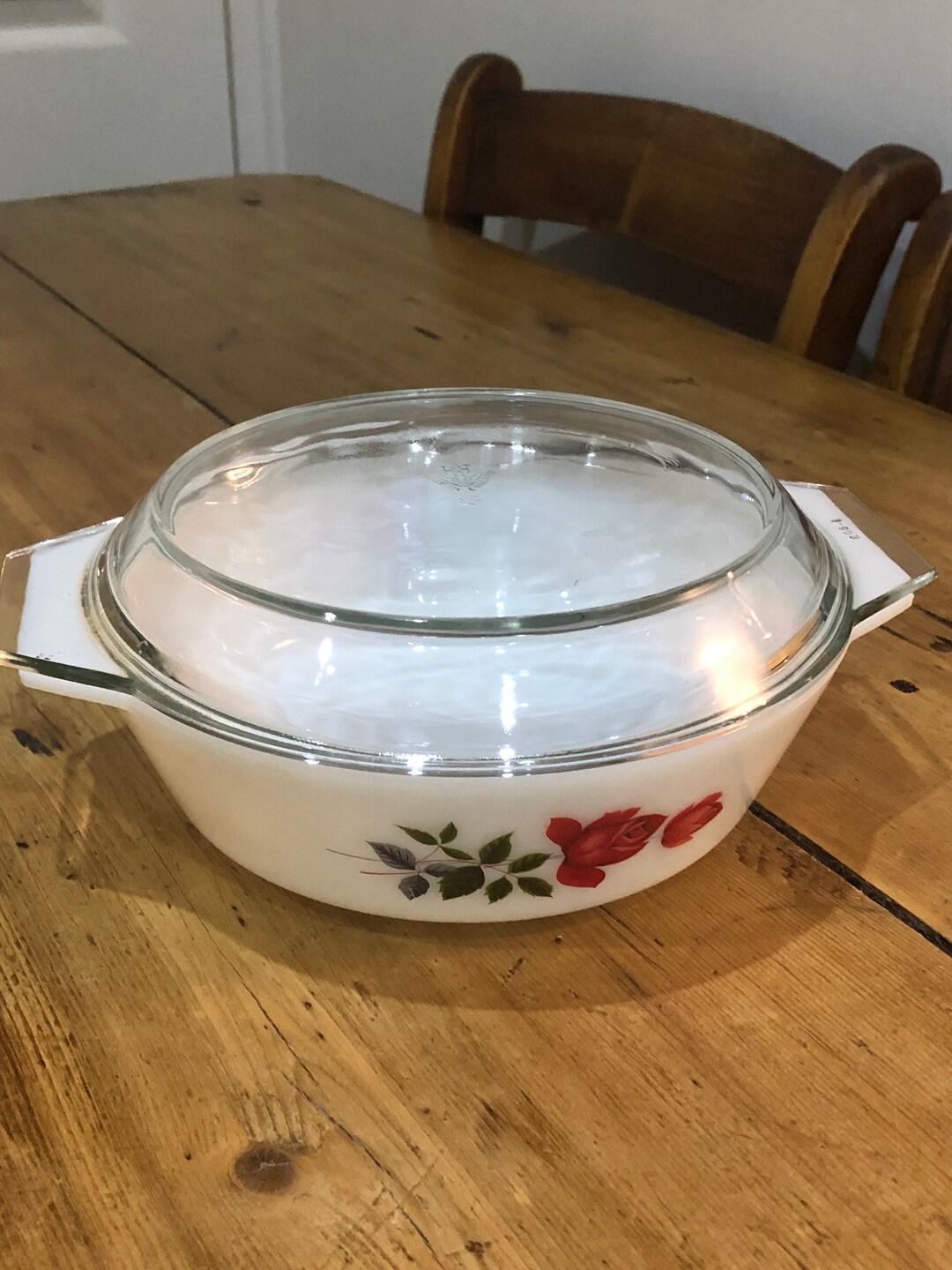 JAJ Pyrex June Rose Milk Glass Serving / Casserole Dish - Etsy