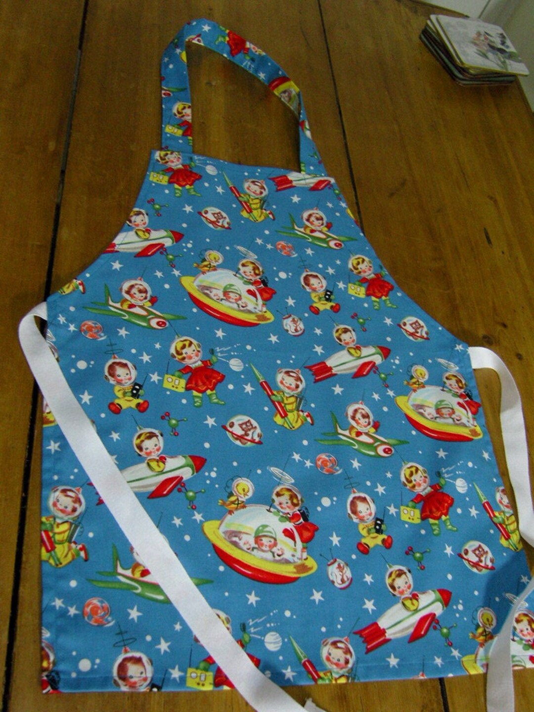 Child's Flying Saucers, Vintage Space Fabric Apron - Etsy