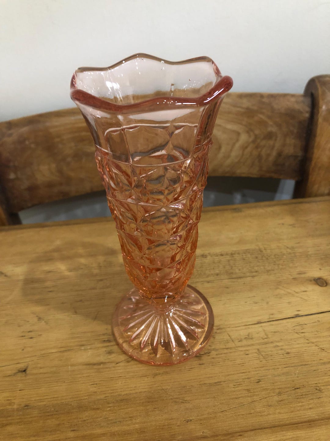 Sowerby's Tyneside Glassware Salmon Pink Vase - Etsy
