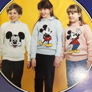 Mickey Mouse 4 Ply Knitting Pattern for a Child's or Adult's Sweater ...