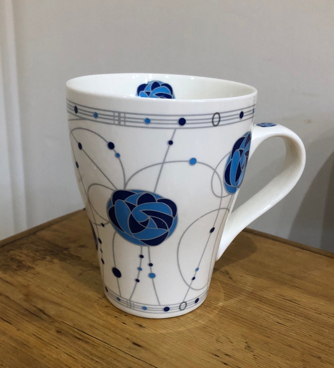 Rennie Mackintosh Style Pattern Blue Roses Mug - Etsy