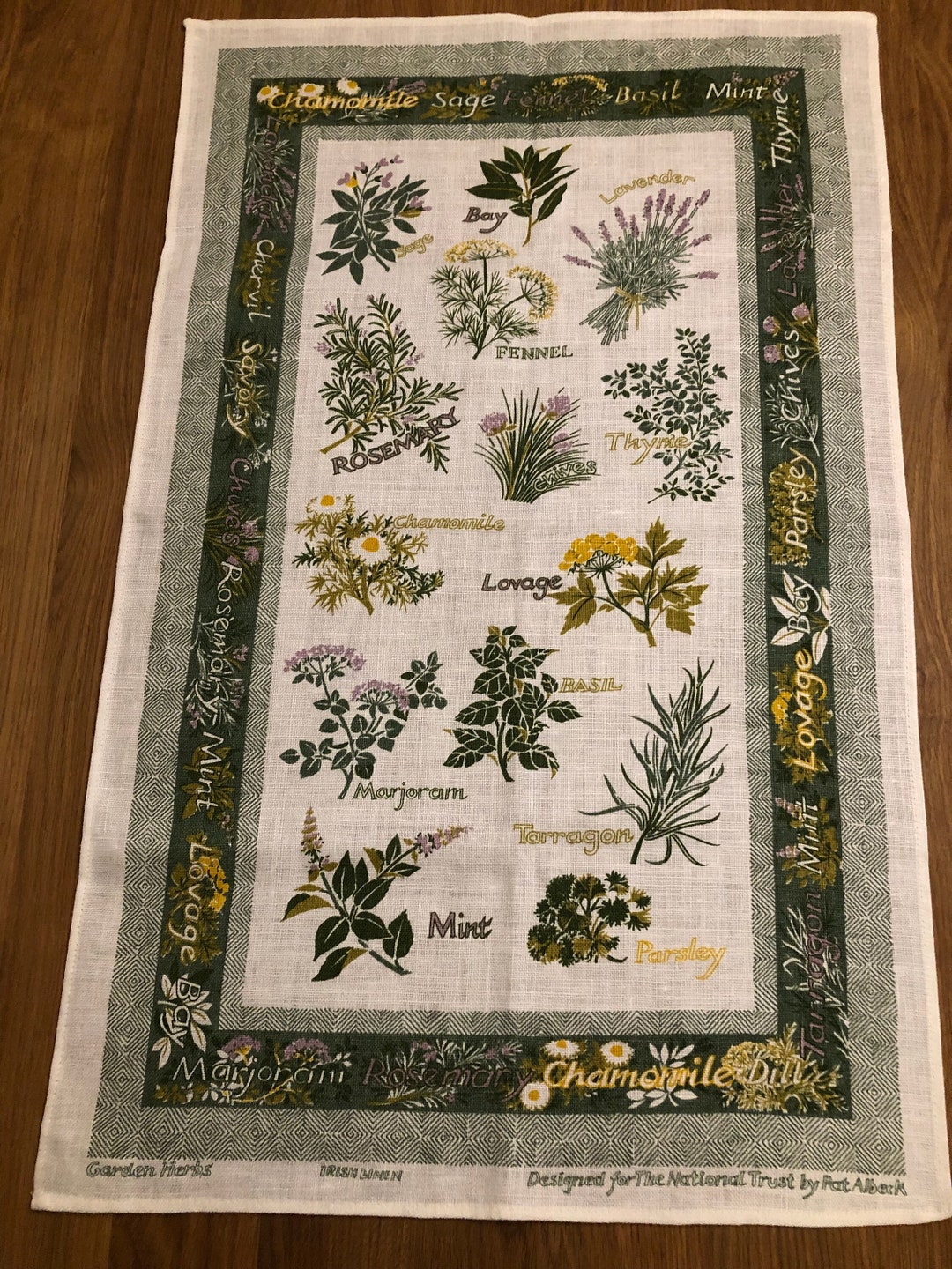 Pat Albeck Garden Herbs National Trust Irish Linen Tea Towel - Etsy