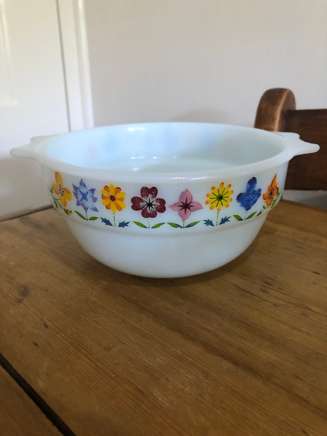 Phoenix Milk Glass Opalware Floral Serving Dish / Pudding Basin - Etsy