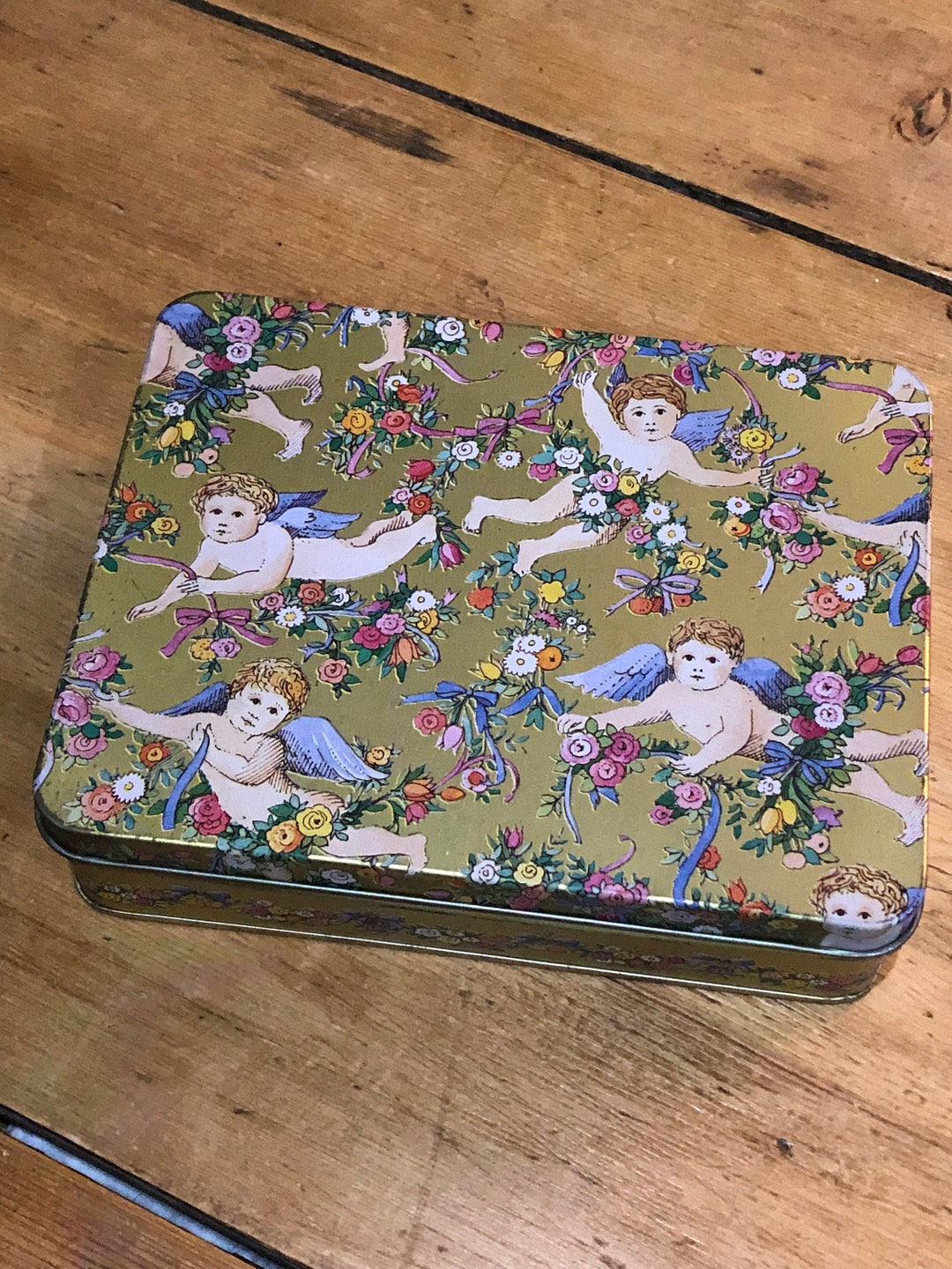 Pat Albeck Cherub Design Tin - Etsy