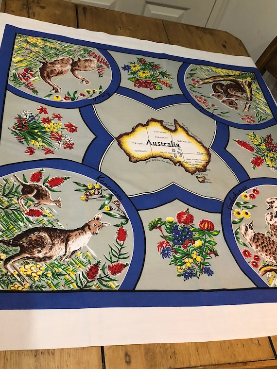Vintage Australian Souvenir Tablecloth | Etsy