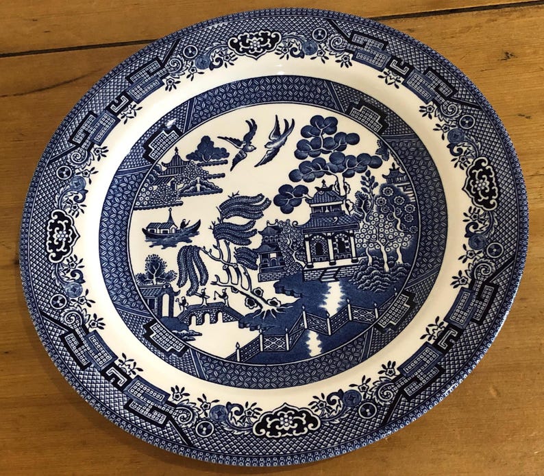 Vintage Churchill Blue Willow Pattern Plate - Etsy UK