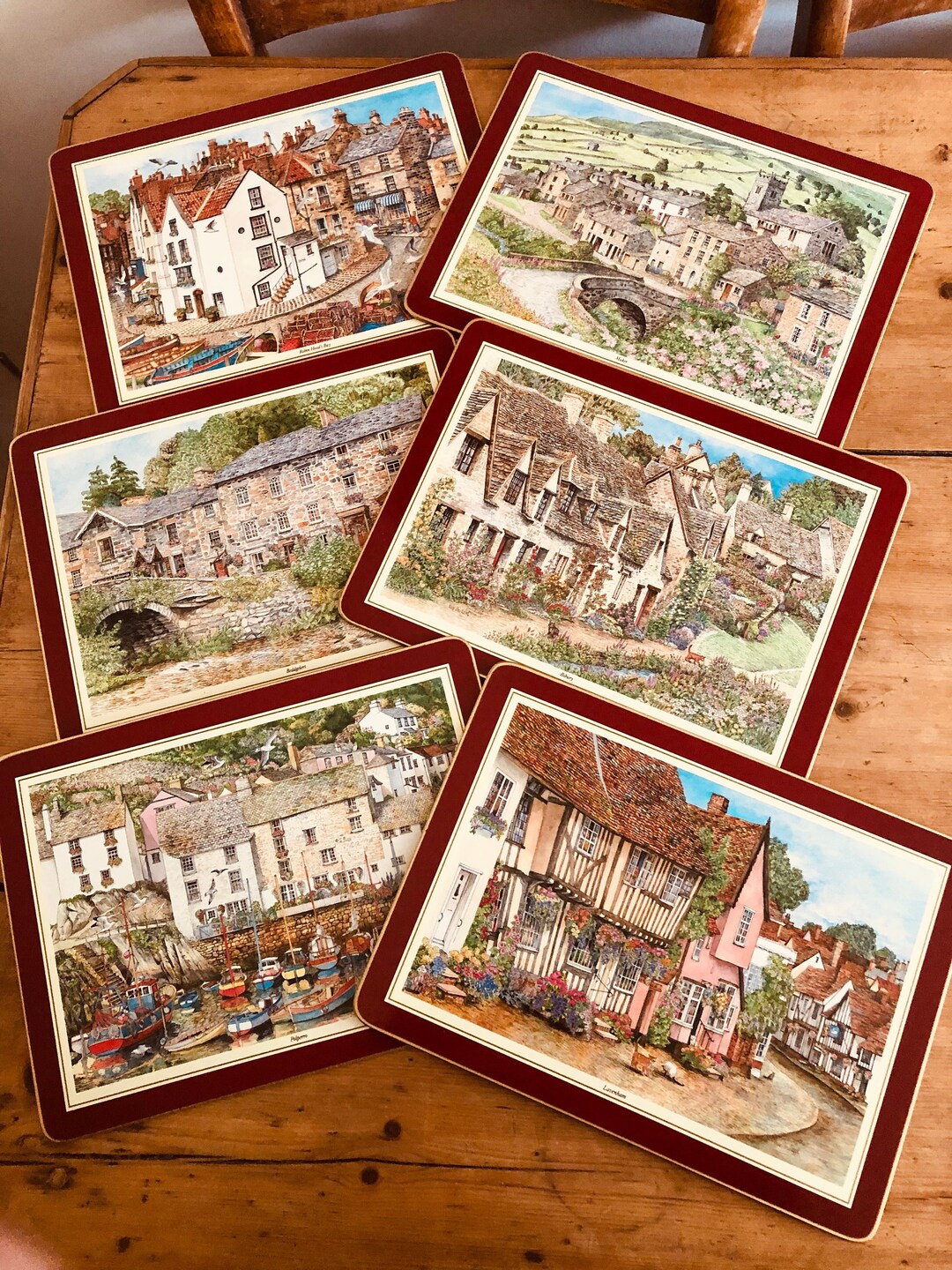 Set of Six Clover Leaf, Sue Scullard Villages, Traditional Table Mats ...