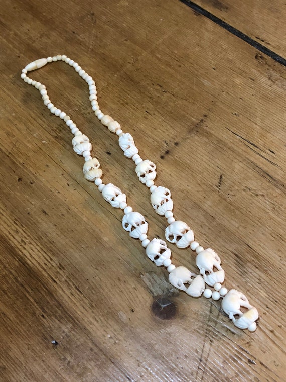 Vintage Carved Bone Elephant Necklace | Etsy