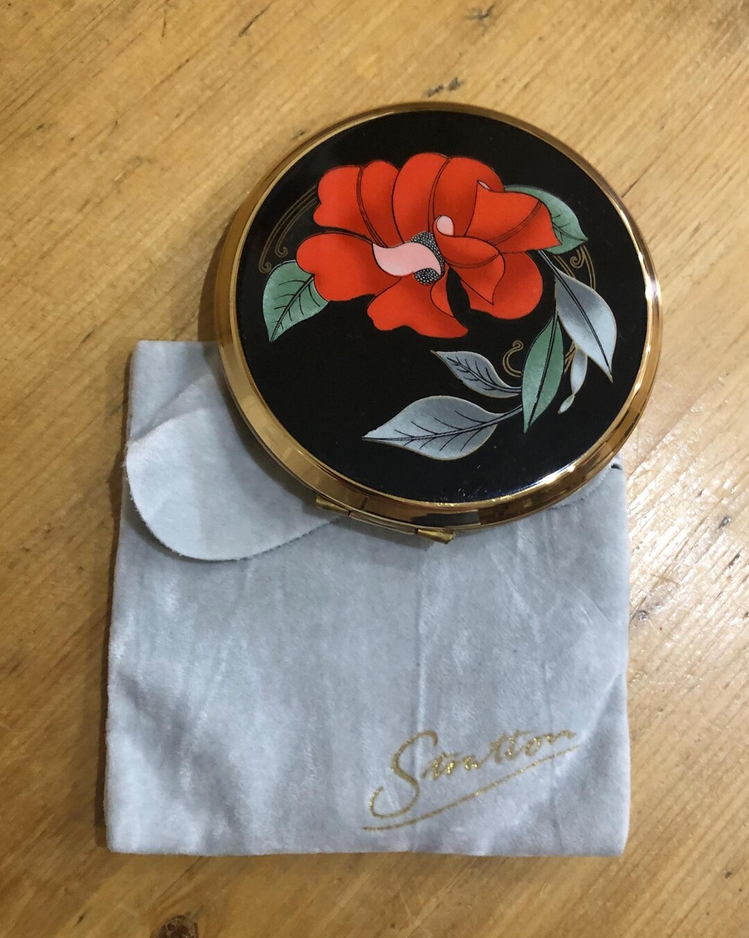Stratton Enamelled Floral Powder Compact - Etsy