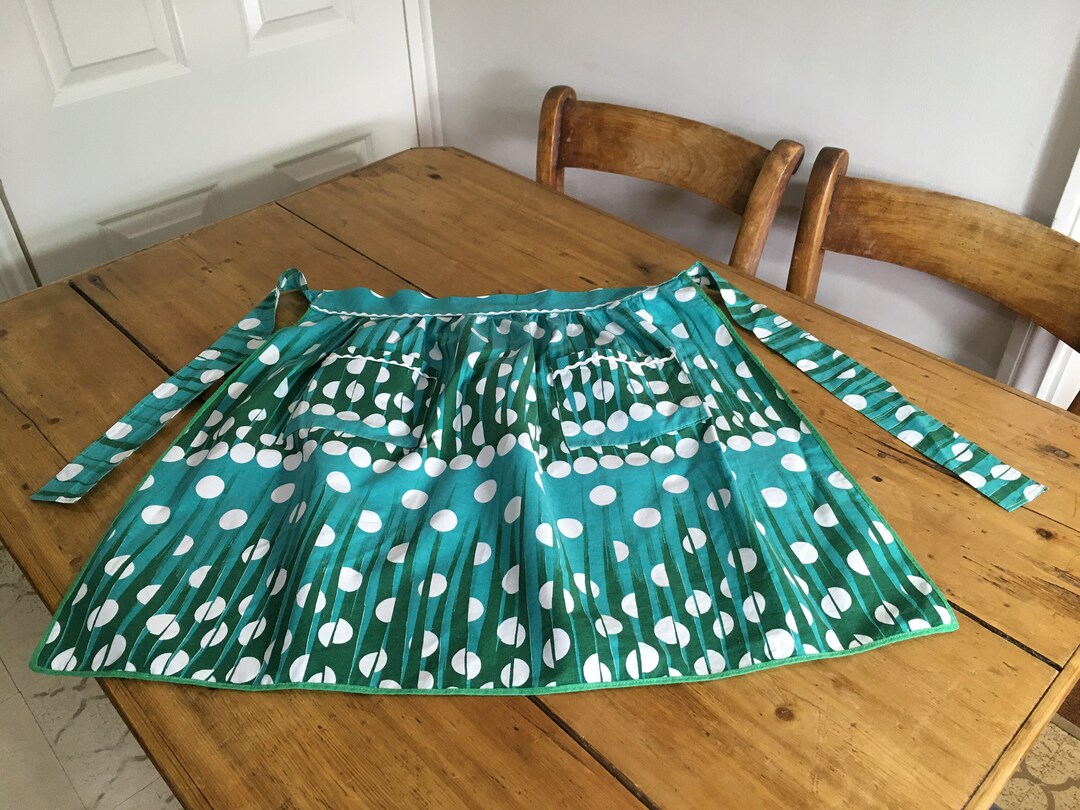 Vintage Green and White Spotted Adult's Half Apron - Etsy