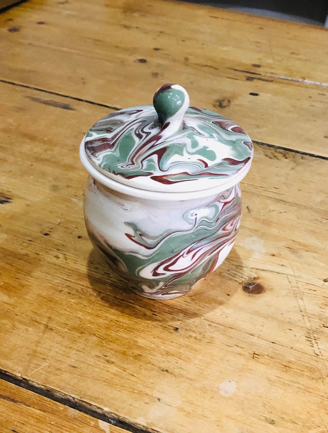 Stephen Parry-thomas Studio Pottery Marbled Agate Pattern Lidded Jam ...