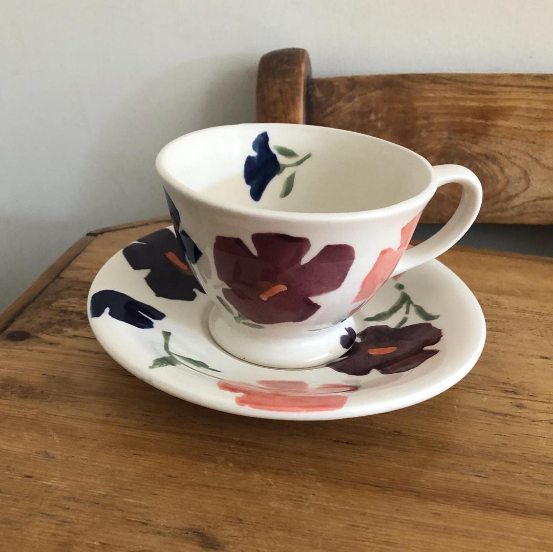 Royal Winton Tradition Hand Decorated Spongeware Floral Cup and Saucer ...