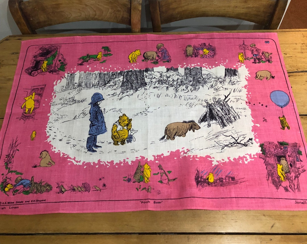 Jonelle Pooh Bear Irish Linen Tea Towel - Etsy