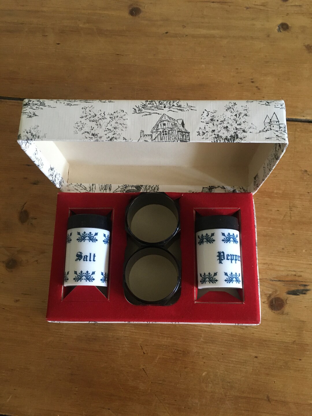 Vintage Salt and Pepper Condiment Set With Napkin Rings - Etsy