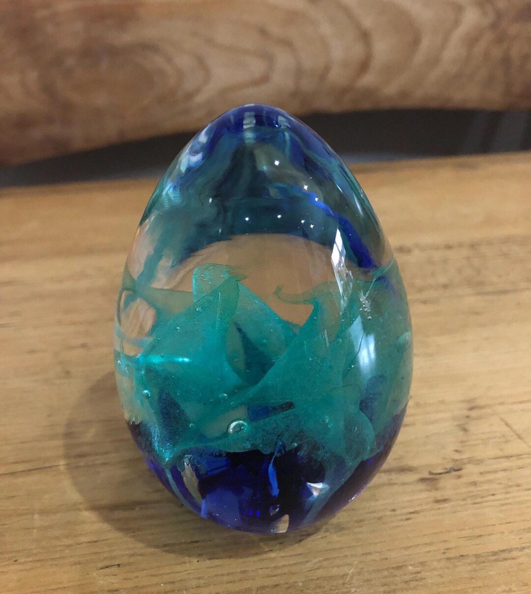 Vines Studio Art Glass Small Conical Egg Shaped Paperweight - Etsy
