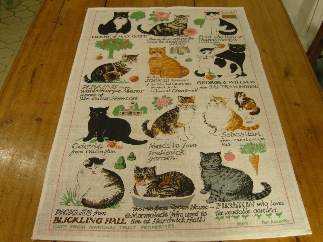 Pat Albeck National Trust "cats in Trust" Tea Towel - Etsy