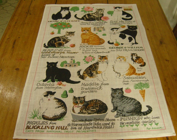 Pat Albeck National Trust "cats in Trust" Tea Towel - Etsy