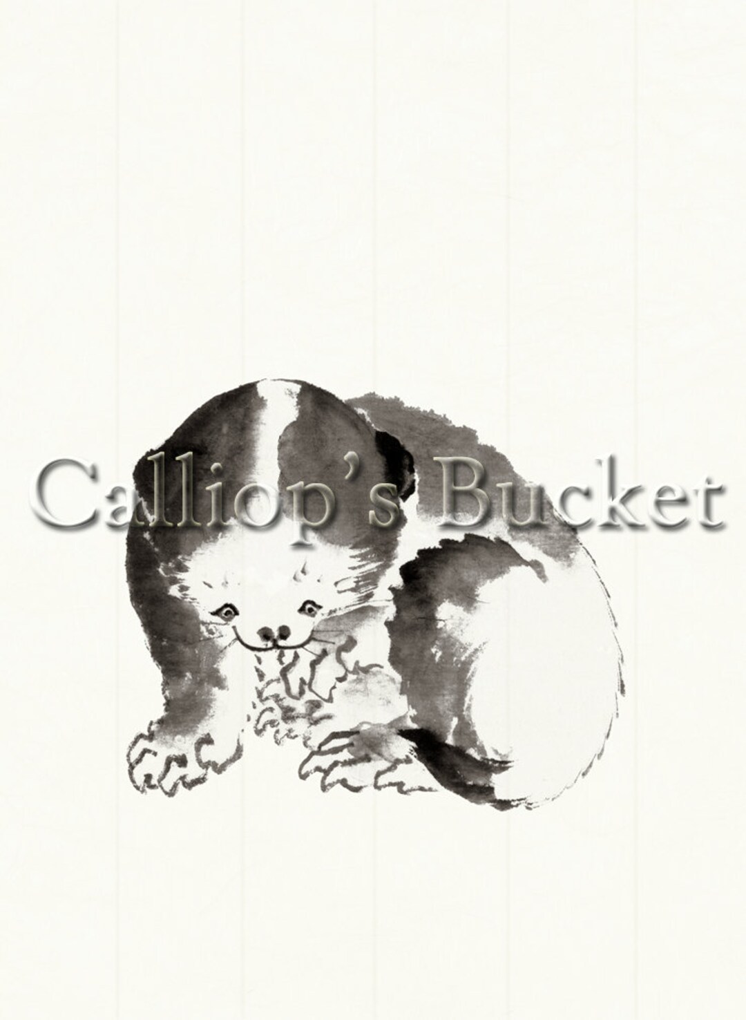 Kitten Cleaning Its Paw, Ink on Paper. all Artworks Are Sold Without ...
