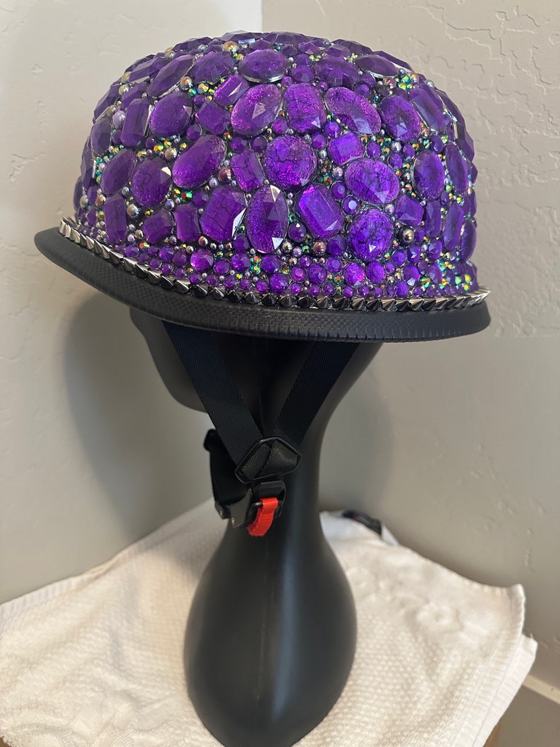 Purple Bedazzled Motorcycle Helmet - Etsy