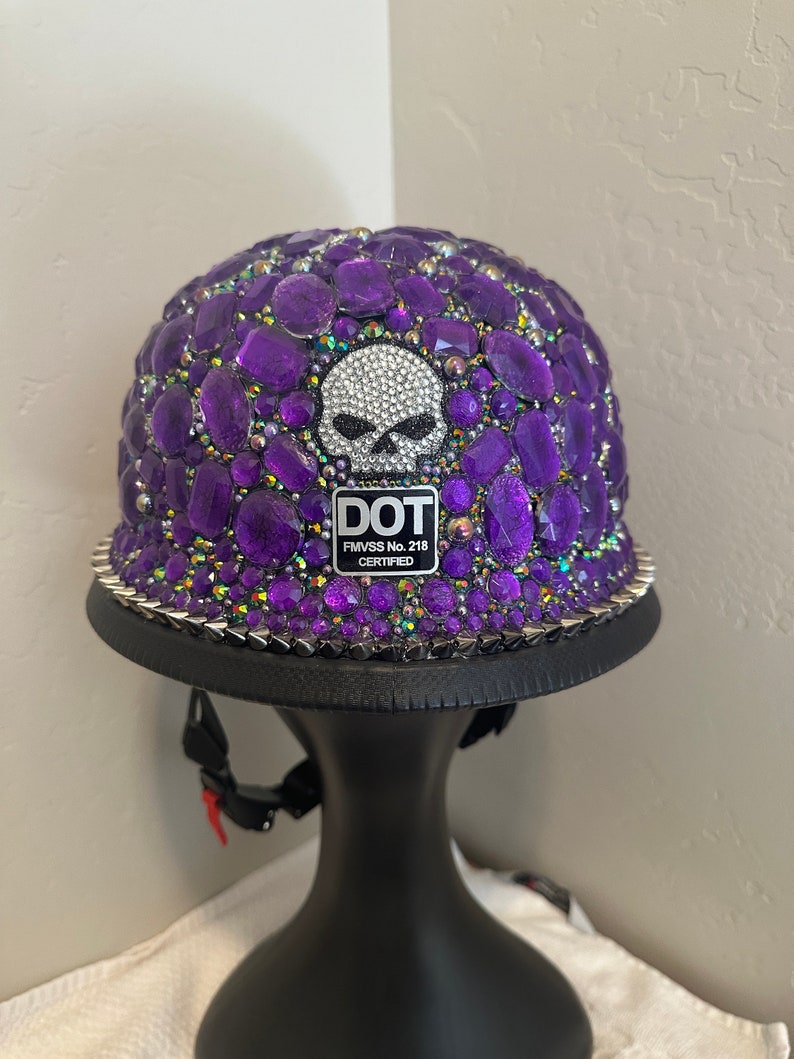 Purple Bedazzled Motorcycle Helmet - Etsy