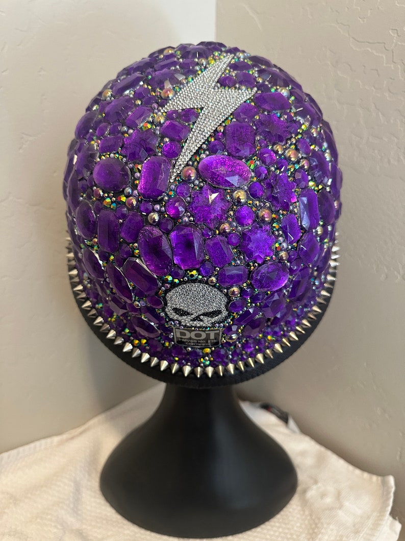 Purple Bedazzled Motorcycle Helmet - Etsy