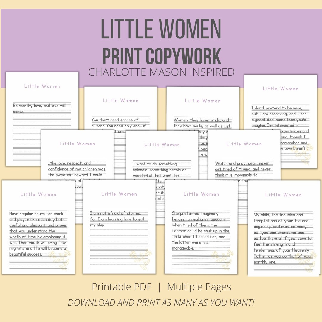 Little Women Print Copywork|living Books Classical Literature|charlotte ...