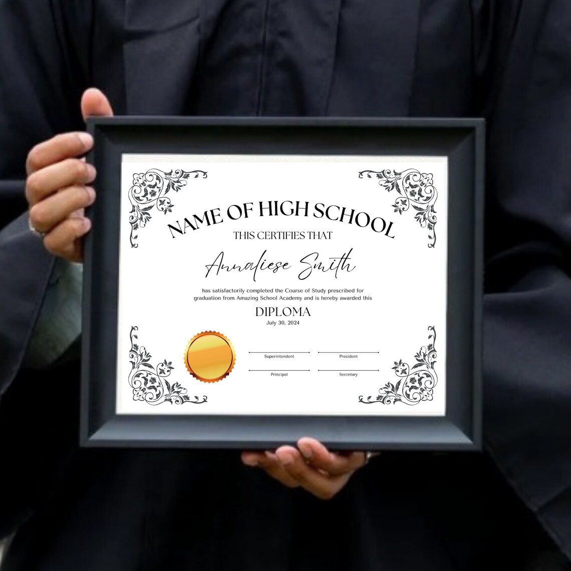 High School Diploma, Diploma Template, Canva Editable Homeschool ...