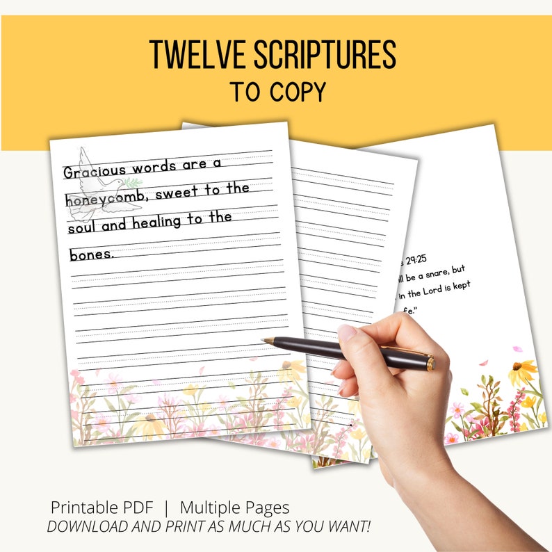 Scripture Copywork Printable Proverbs Copy Work Bible Scripture ...