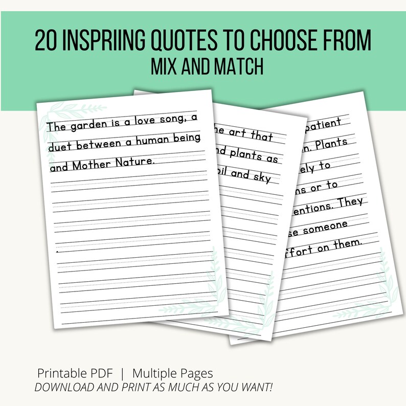 Copywork Printable Gardening Quotes Charlotte Mason Christian ...