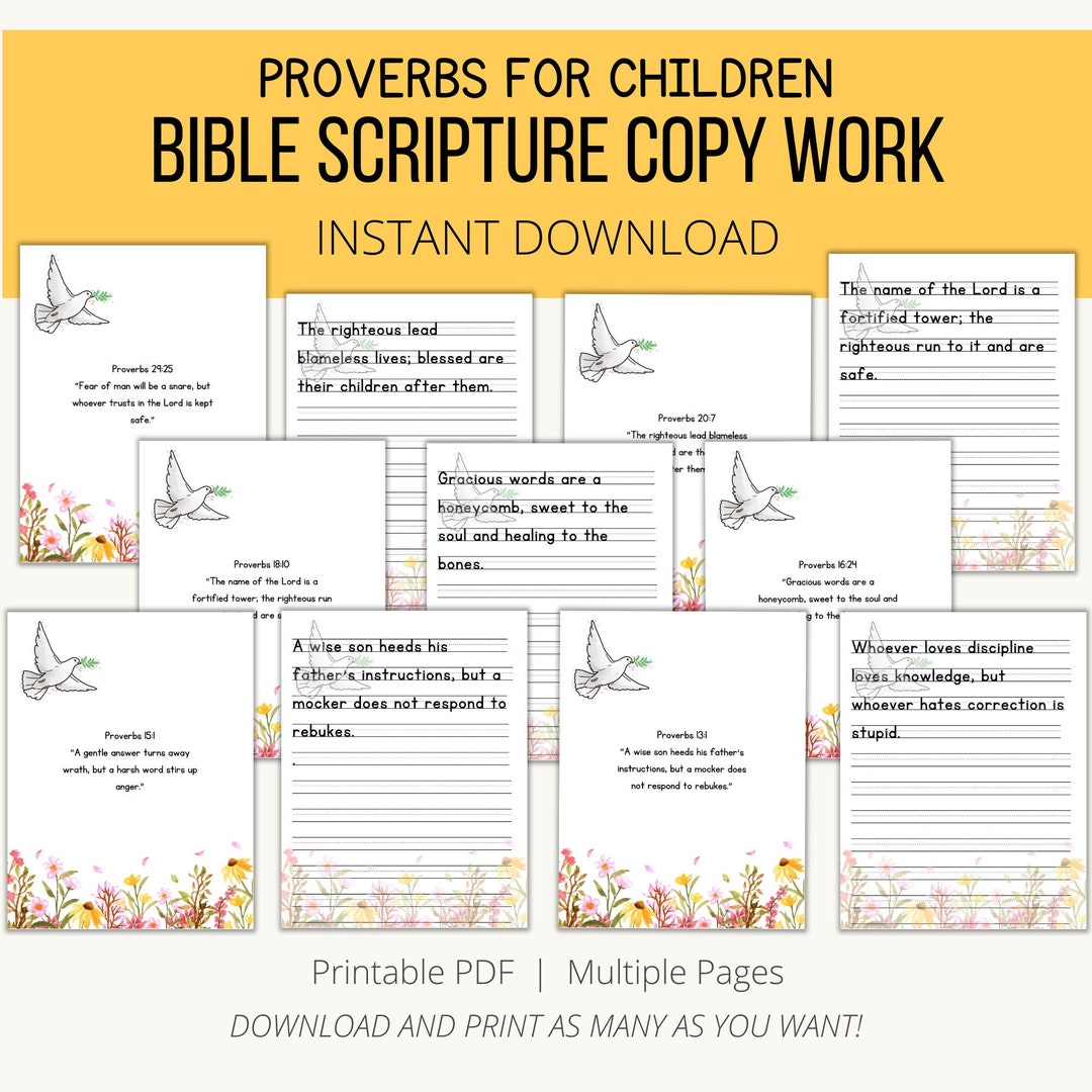 Scripture Copywork Printable Proverbs Copy Work Bible Scripture ...