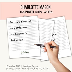 Charlotte Mason Printable Copywork, A.A. Milne Homeschool Printable ...