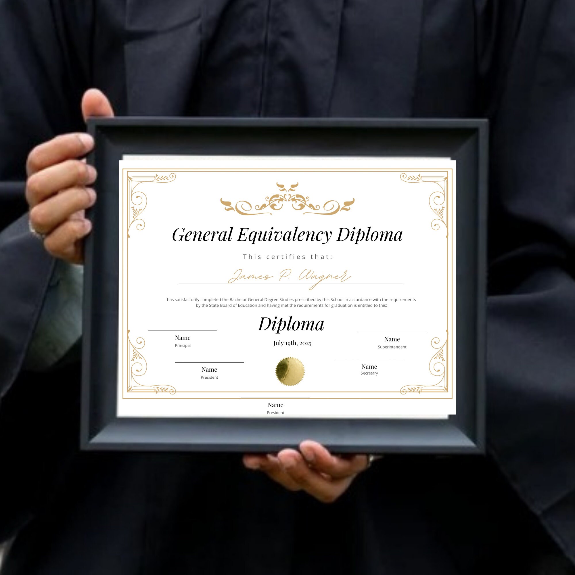 Editable High School Diploma Template General Equivalency - Etsy