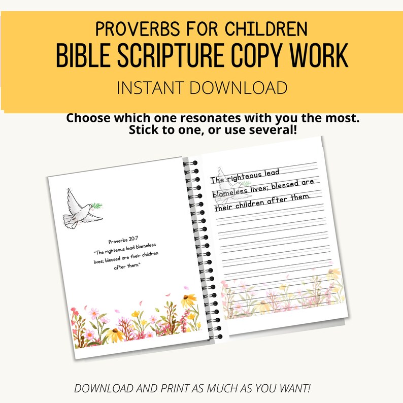 Scripture Copywork Printable Proverbs Copy Work Bible Scripture ...