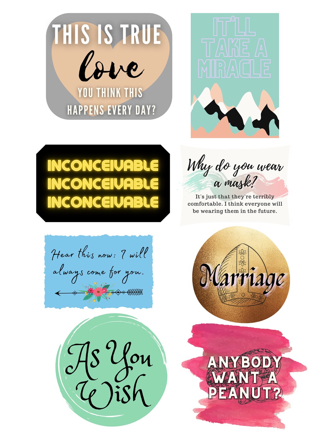 Princess Bride Quote Stickers ***digital Download*** - Etsy