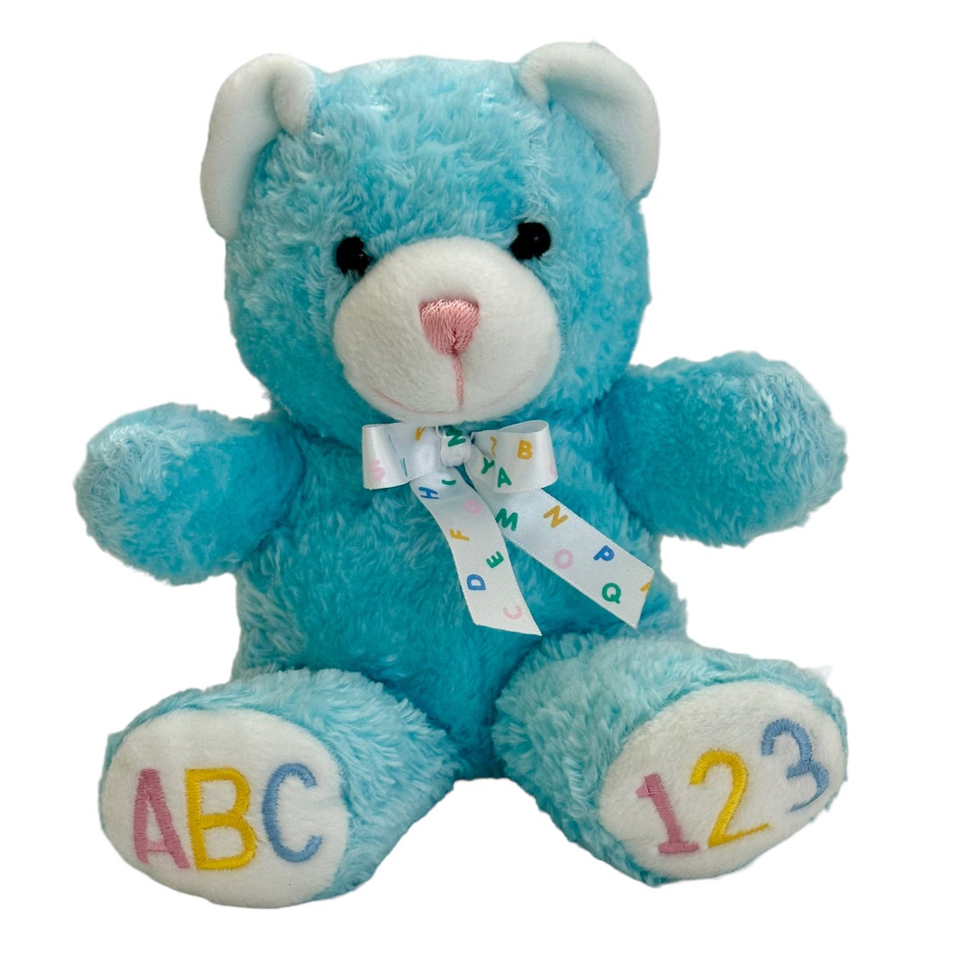 Vintage Aurora Baby Aqua Blue Teddy Bear ABC 123 Plush Stuffed Animal - Etsy