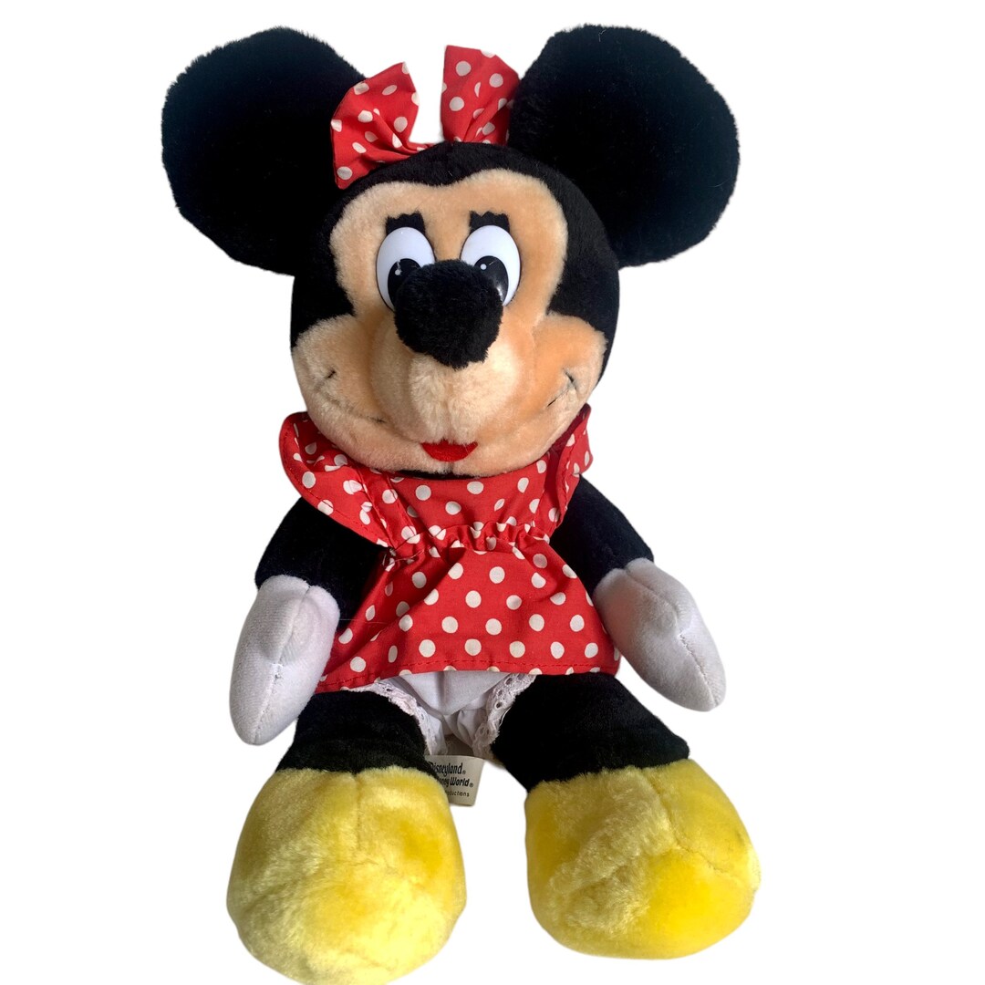 Vintage Minnie Mouse Disneyland Plush Disney World Red Polka Dot Dress ...