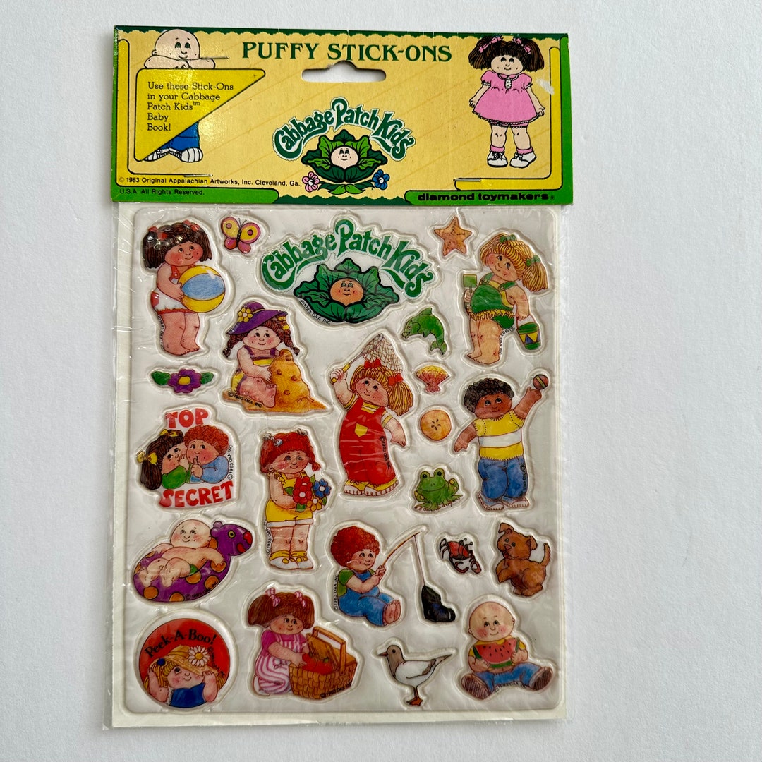 Vintage Cabbage Patch Kids Puffy Stick-ons Stickers Style 3 Picnic 1983 ...