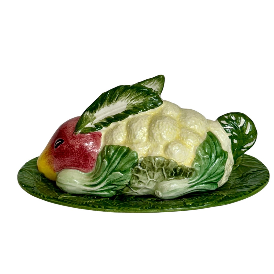 Vietri Italian Pottery Garden Veggie Bunny Rabbit Dish Cauliflower ...