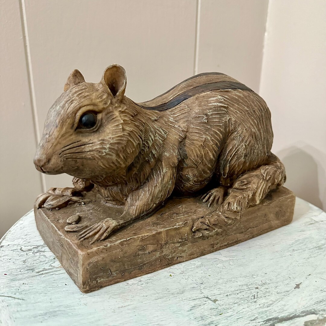 Telle M. Stein Carved Wood Look Chipmunk Figure 2003 the Stone Bunny ...