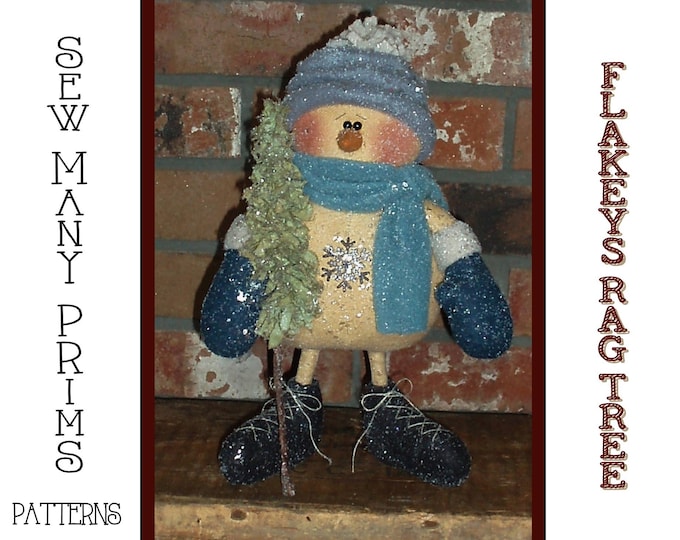 Primitive PATTERN Standing Snowman With Tree Flakey's - Etsy